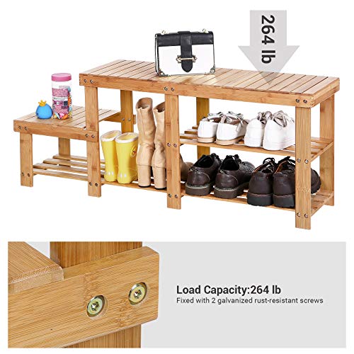 SONGMICS 2-Tier Shoe Bench Boot Organizing Rack Entryway Storage Shelf ...