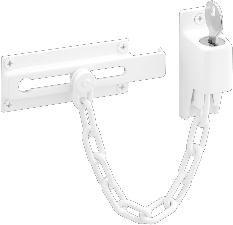 Prime-Line U 9872 Steel, White, Keyed Chain Door Guard (Single Pack ...