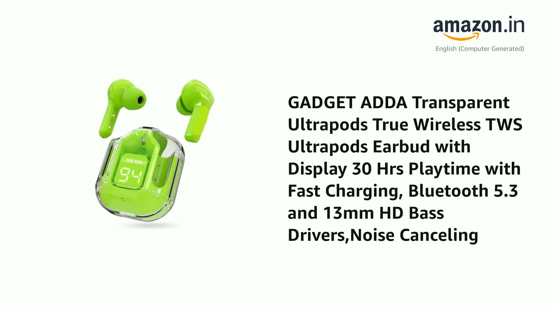 Watch GADGET ADDA Transparent Ultrapods True Wireless TWS Ultrapods ...