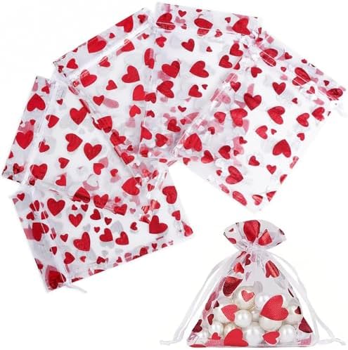 Amazon.com: LYLYNB Valentines Organza Bags 40Pcs Mixed Size Heart Gift ...