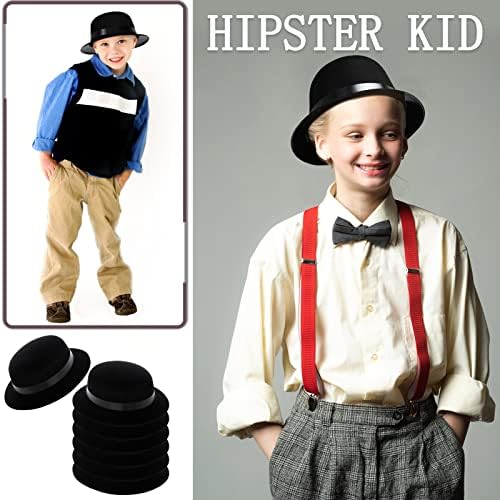 Amazon.com: Jiuguva 6 Pieces Black Derby Hats, Plastic Bowler Hat ...