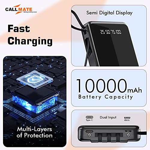 CALL MATE DX03 Power Bank 10000mAh Li-Polymer with 2.4 Fast Charging ...