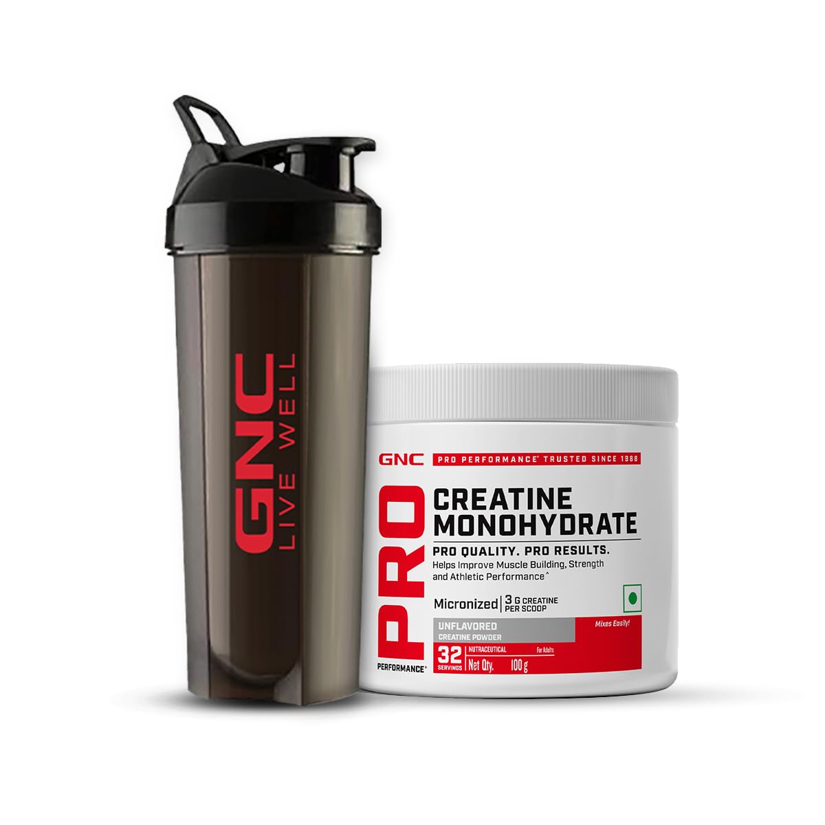GNC Pure Micronized Creatine Monohydrate (100gms) With Free Shaker |33 ...