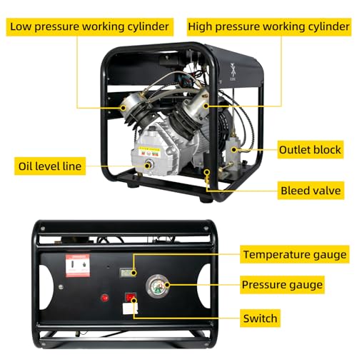 TUXING 4500Psi PCP Air Compressor, Auto Stop&Purge, 110V AC Pump