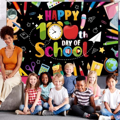 Snapklik.com : 100th Day Of School Backdrop Decoration Happy 100th Day ...