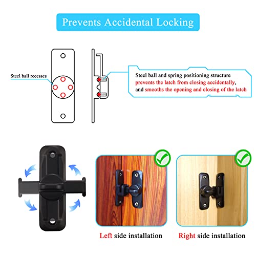 Pexintek Small Latch for Sliding Doors, 90 Degree Door Lock for Double ...