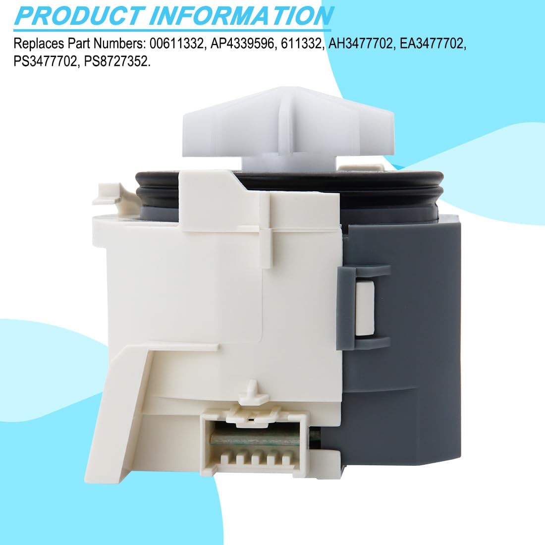Siwdoy 00611332 Dishwasher Drain Pump Compatible With Bosch Kenmore ...