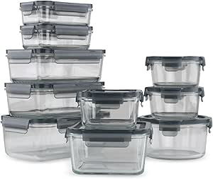 Juego de 10 Contenedores de Vidrio para Alimentos con Tapas de Plástico ...