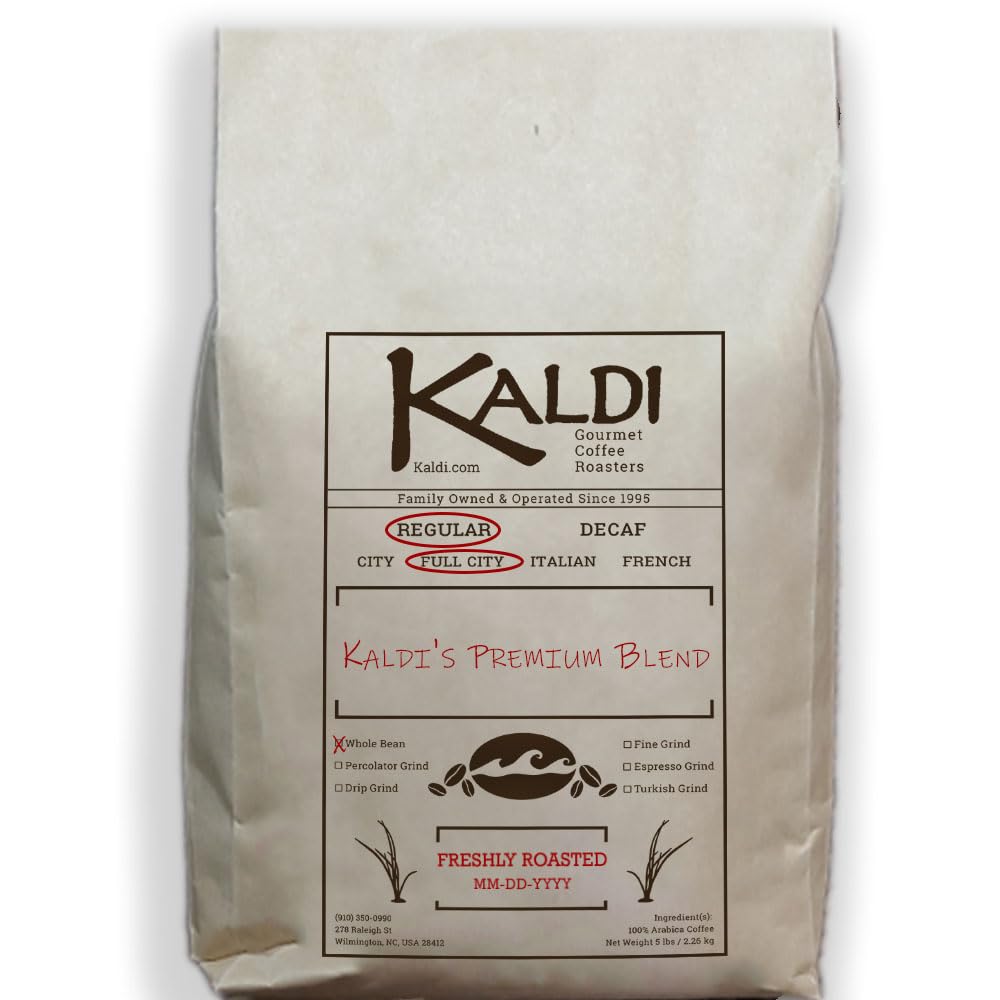 Amazon.com : Kaldi's Premium Blend (5 lb Bag) - Whole Bean Coffee, Full ...