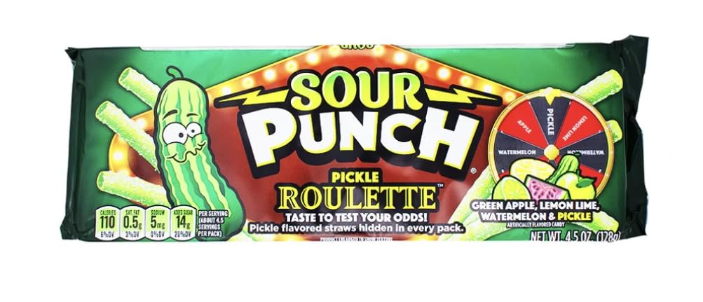 Amazon.com : Sour Punch Straws Pickle Roulette 4.5 Oz : Grocery ...