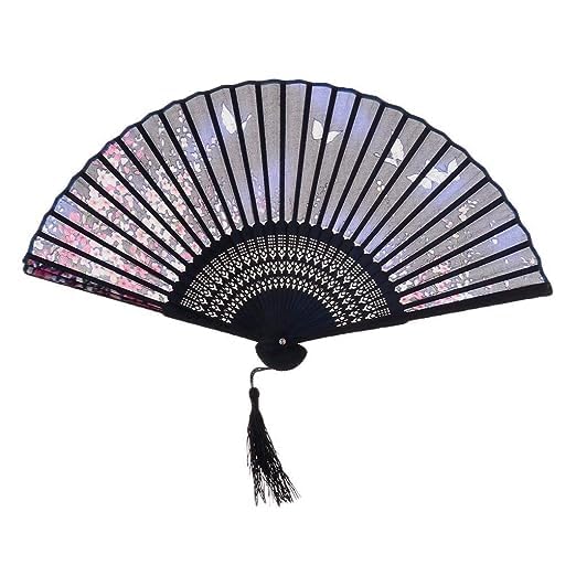 Buy Giftoshopee Hand Fan Silk Sakura Butterfly Printed Japanese Folding ...