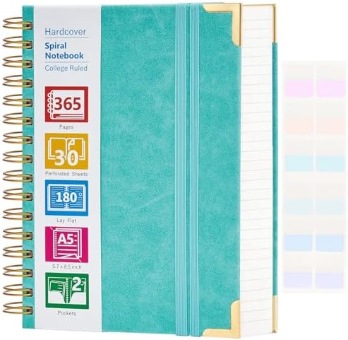 Amazon.com : Spiral Notebook, 365 Page Hardcover Leather Notebook ...