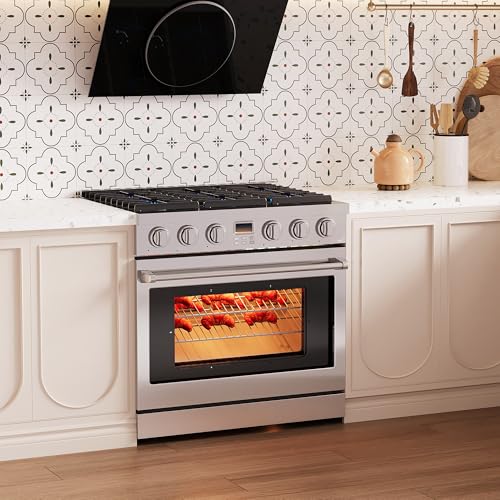36 Inch Freestanding Dual Fuel Range Oven Stove, 6.0 Cu.Ft, Stainless ...