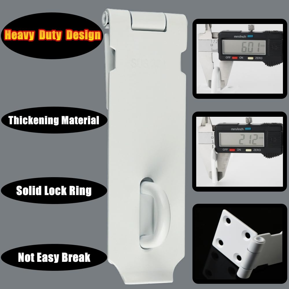 Snapklik.com : Hasp Lock Door Hinge Lock Padlock,White Clasp Latch ...