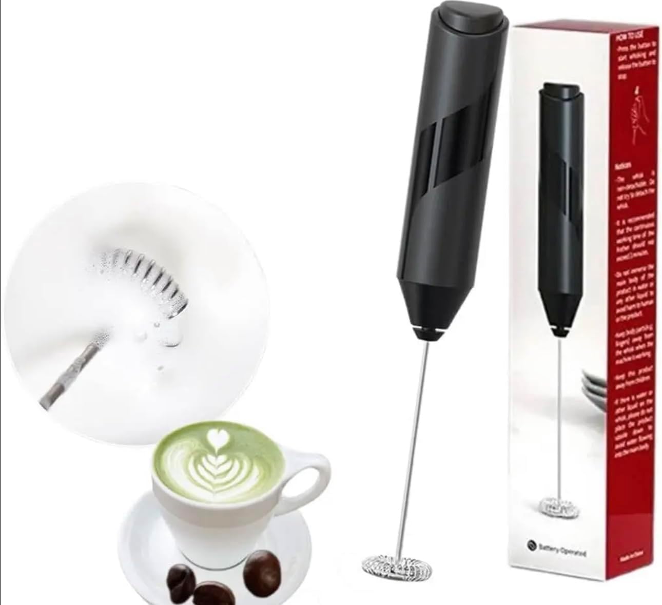 Milk Frother Handheld Battery Operated Electric Drink Frother, Durable ...