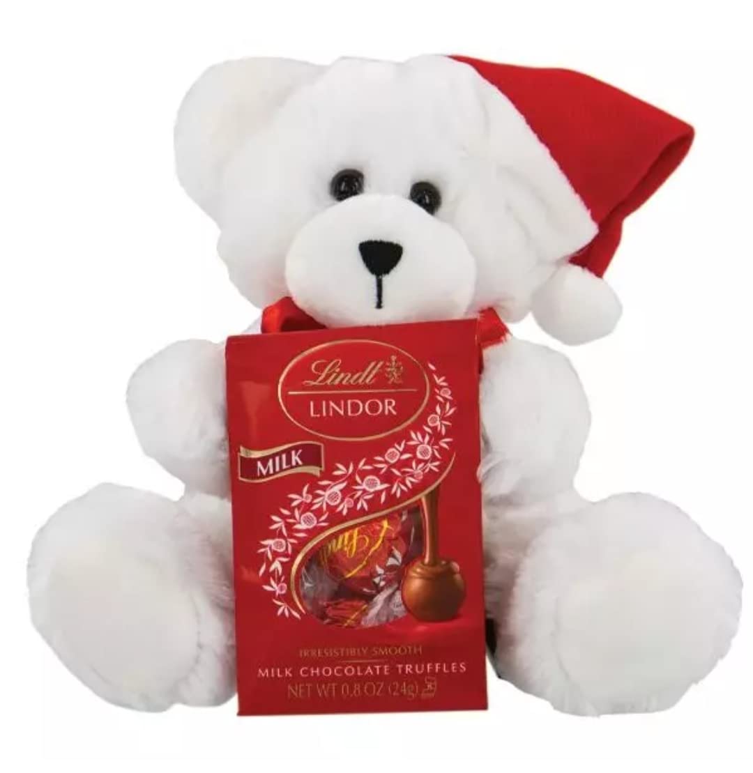 Buy Lindt Lindor White Plush Santa Bear with Lindor Milk Chocolate ...