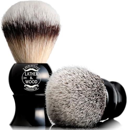 Amazon.com : Lather & Wood Shaving Brush for Men- Premium 100% ...