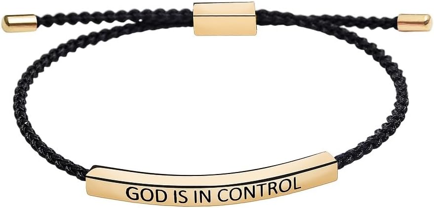 Amazon.com: Pingyongchang God Is In Control Inspirational Bracelets for ...