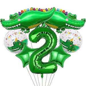 Alligator Balloon Party Decorations, 7Pcs Alligator Birthday Number ...
