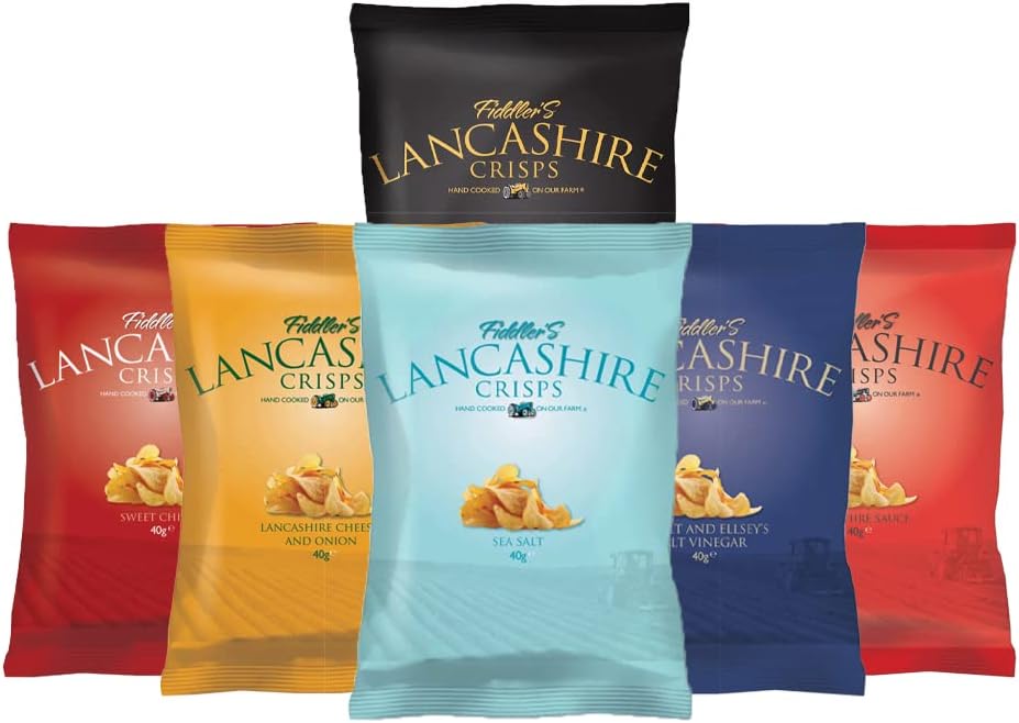 Fiddler's Lancashire Crisps Mixed Case (24 x 40g) - Sea Salt, Salt ...