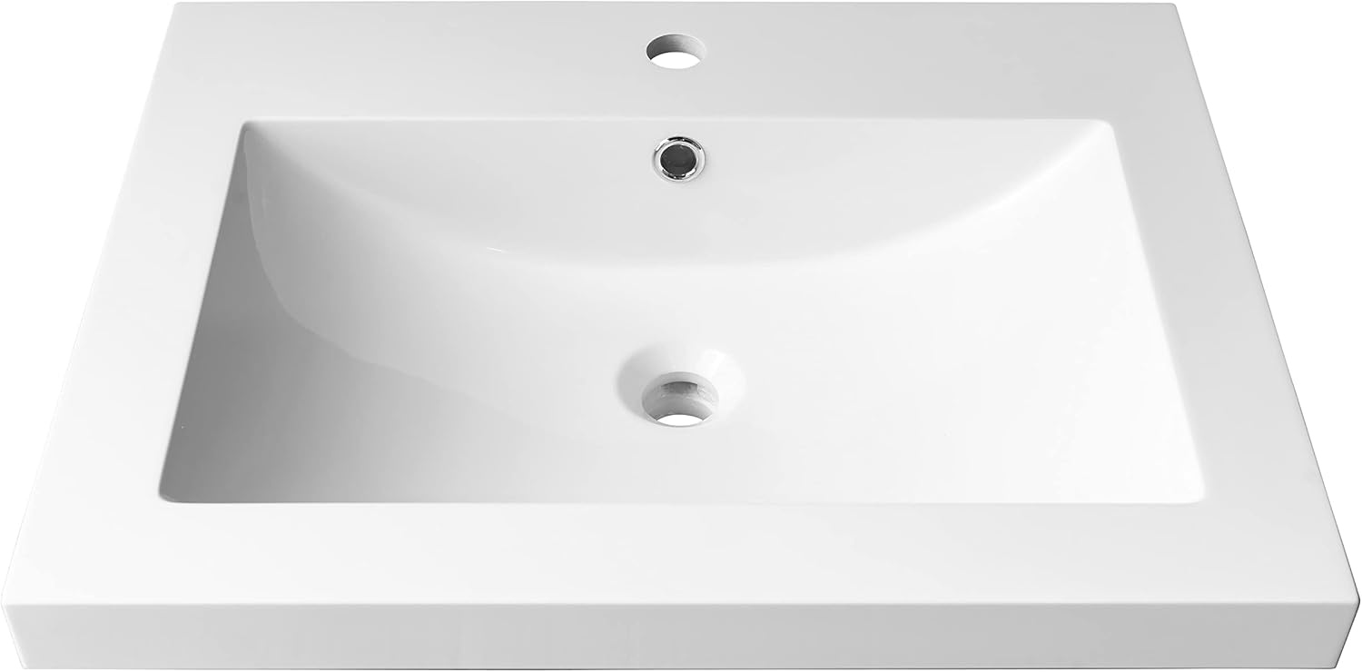 Agua Canada Rectangular Drop-in Bathroom Sink Undermount Polymer Sink ...