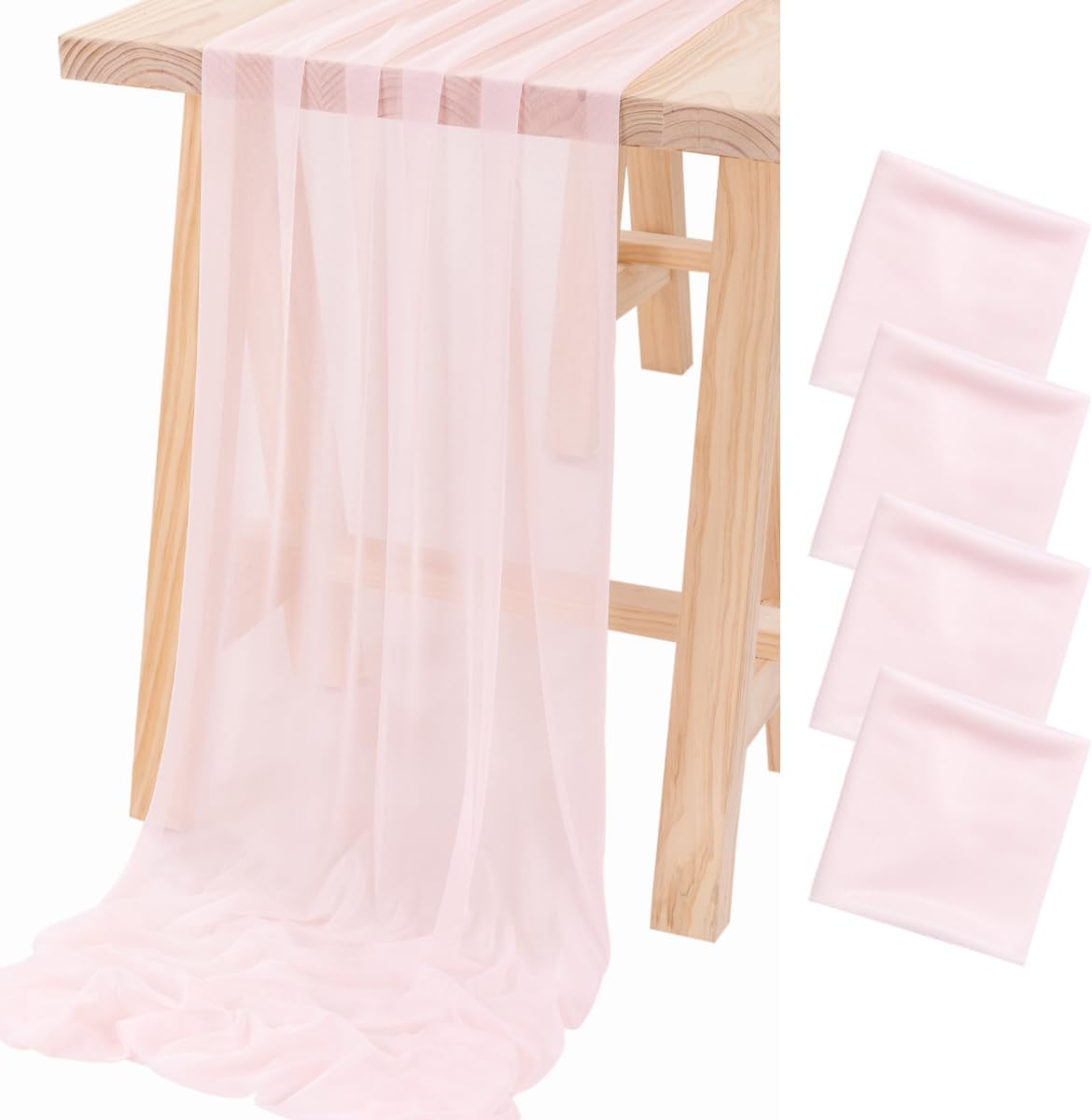 Amazon.com: Socomi 4pcs Blush Pink Gauze Table Runner Bulk 10ft Chiffon ...