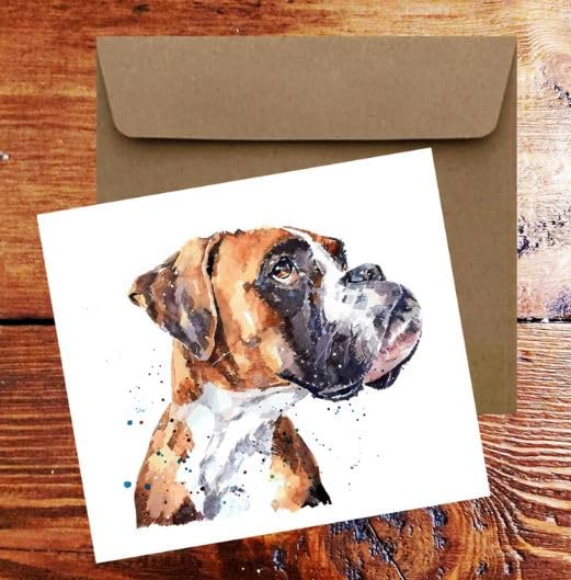 Amazon.com: German Boxer Dog Square Greeting Card-German Boxer Dog card ...