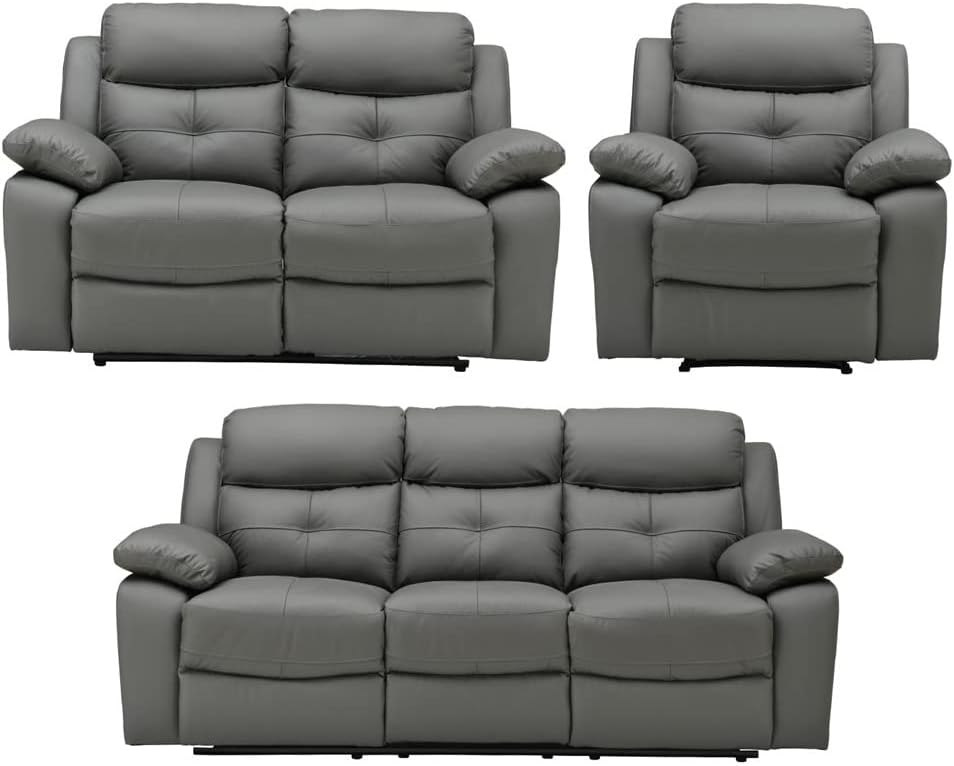 Stationary Black Bonded Leather 3+2+1 Seater Sofa Suite For Living Room ...