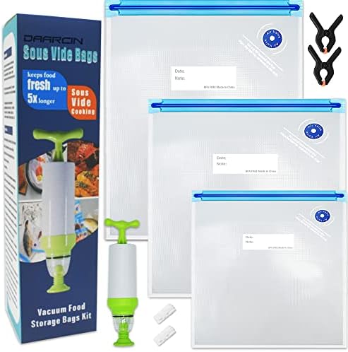 Amazon.com: Reusable Sous Vide Bags 3 Sizes - 20 Pack with Hand Pump ...