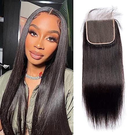 Amazon.com: Straight Lace Closure 4x4 Free Part Closure Human Hair ...