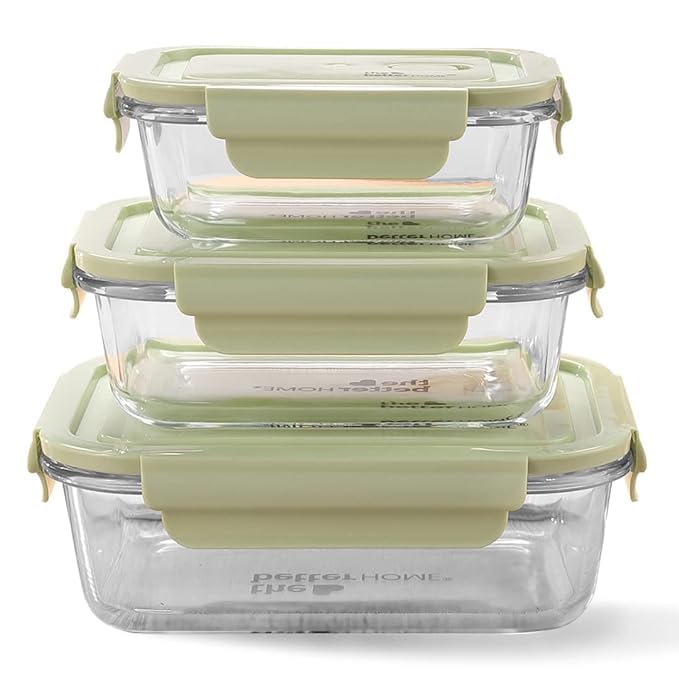 Buy FROWWY Borosilicate Glass Lunch Box Set of 3 - Tiffin Box for ...