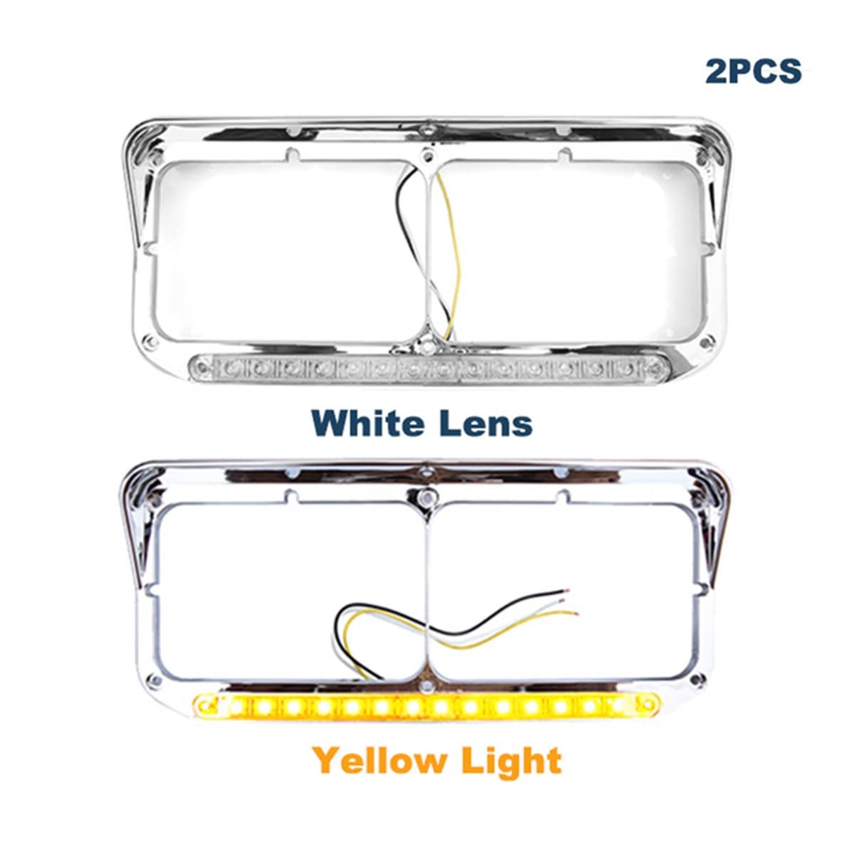 Chrome Bezel With LED Strip Chrome Headlight Bezels With 12 LED Light ...