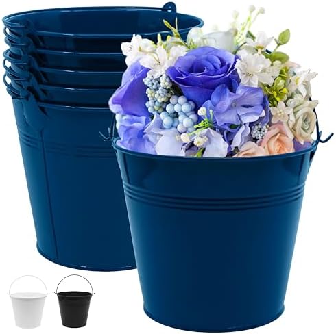 Amazon.com: SHEUTSAN 10 Pack Small Blue Metal Bucket, 4.7 x 4 Inches ...