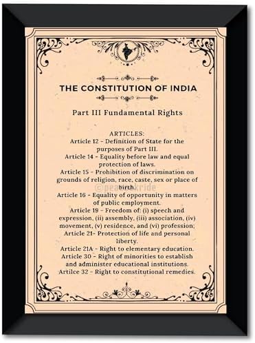 PEACOCKRIDE Matte Frame The Constitution of India I Fundamental Rights ...