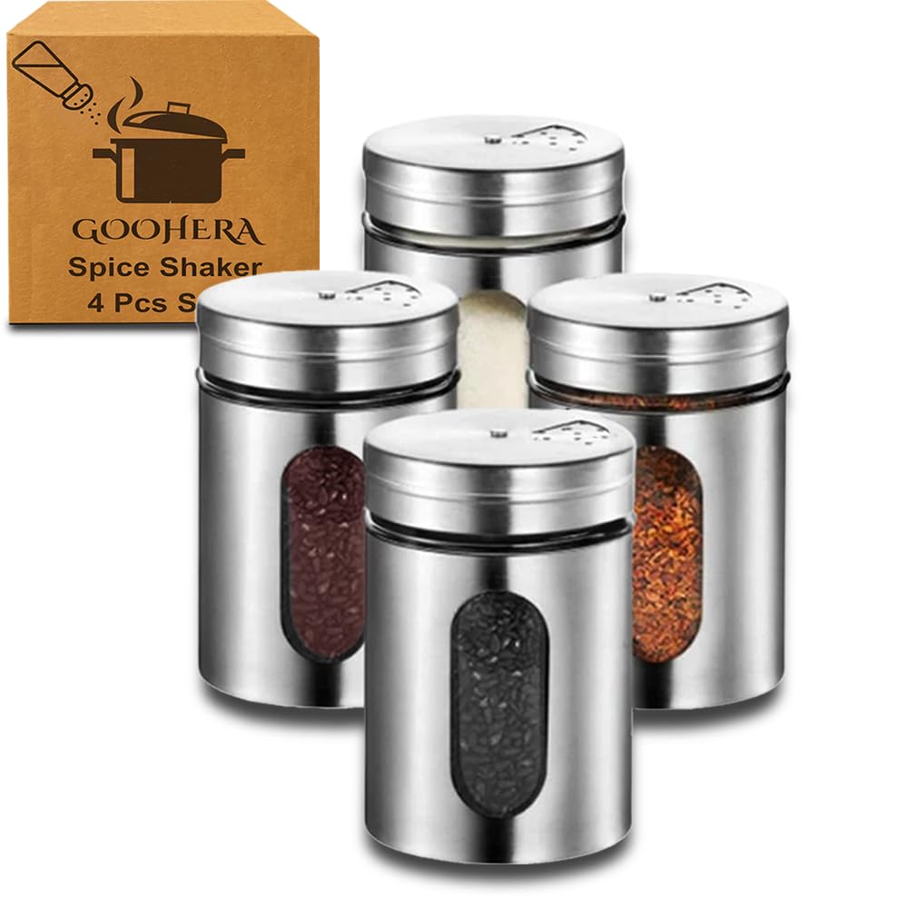 Amazon.com: 4-Piece Premium Stainless Steel Salt and Pepper Shakers Set ...