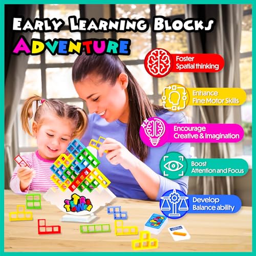 Snapklik.com : Marlo & Buzz 48Pcs Tetra Tower Balance Stacking Blocks Game