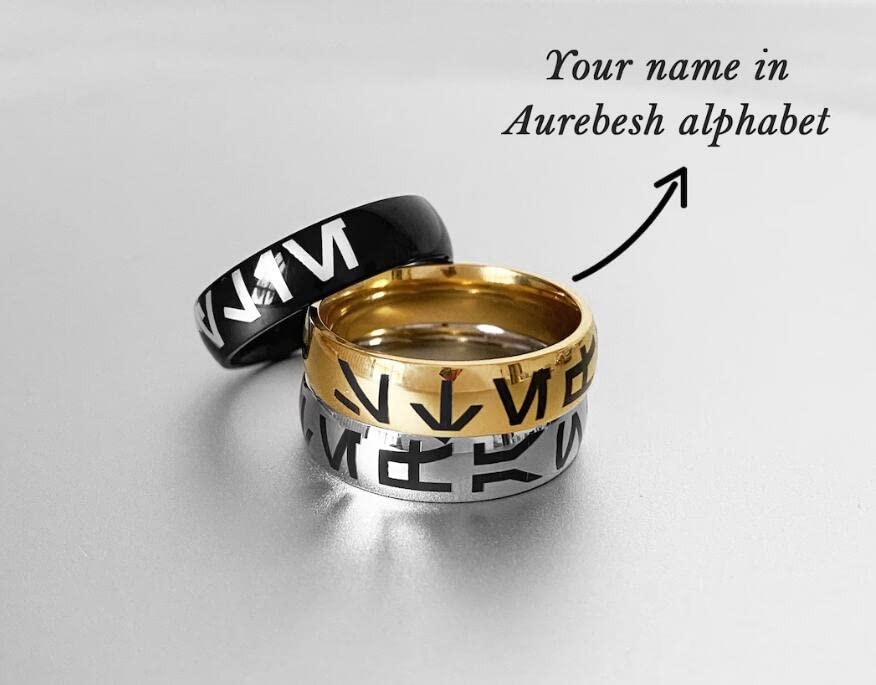 Custom Aurebesh Name Ring, Star Wars Jewelry – Yaxa Colombia