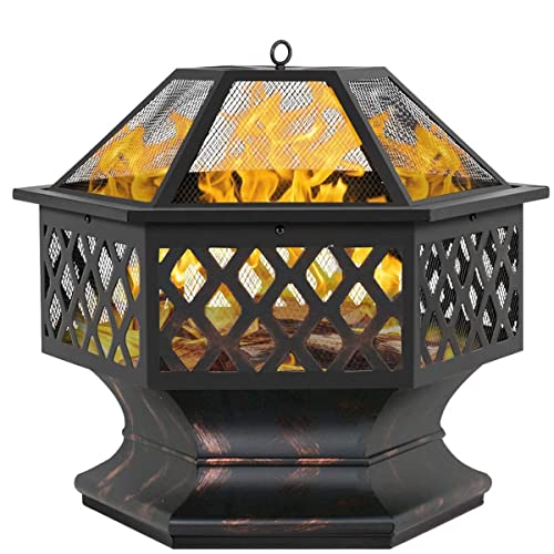 24 Inch Fire Pit for Outside Outdoor Wood Burning Small Bonfire Pit ...