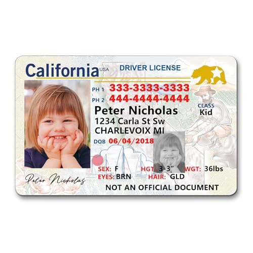 Amazon.com: Kid ID Card Novelty Driver License Card For Children Under ...