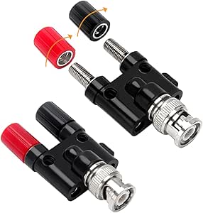 KUOQIY 2 Stücke BNC Stecker auf 2 x 4mm Dual Bananenbuchse Binding Post Koaxial Adapter für ...