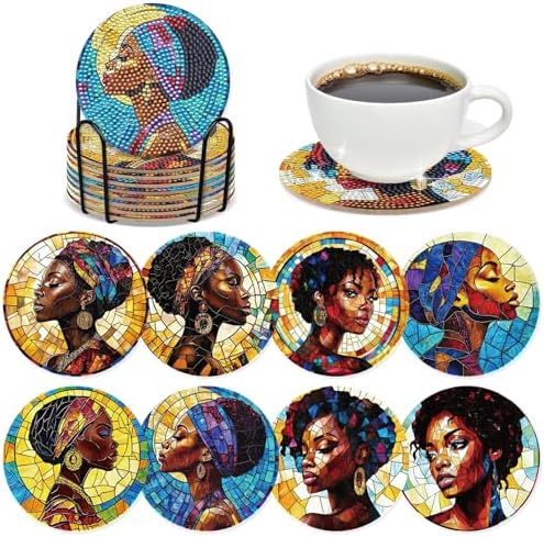 Amazon.com: INCOK African American Diamond Painting Coasters - 8 PCS ...