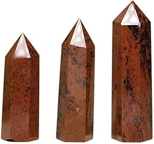 Amazon.com: AtkitS 1PC Natural Obsidian Red Hexagon Crystal Healing Rod ...