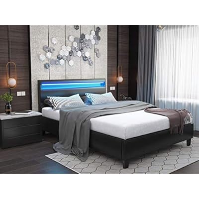 Buy mecor Full Size LED Bed Frame, 8 Color Changing LED Lights in ...