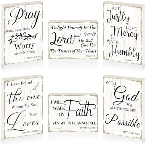 Amazon.com: Maitys 6 Pcs Bible Verse Mini Wood Signs Wooden Religious ...