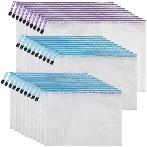 MUKLEI 30 PCS Zip Document Wallets, Plastic Wallets Zip Lock, Large ...