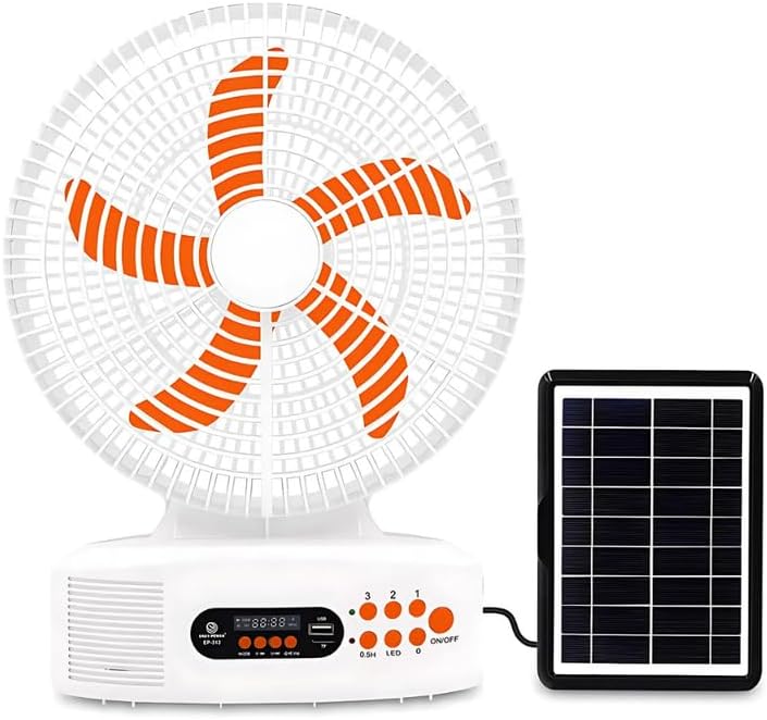 SUN KING 16 Inch 5100 mAh Battery Portable 20 Watt Solar Powered Fan ...