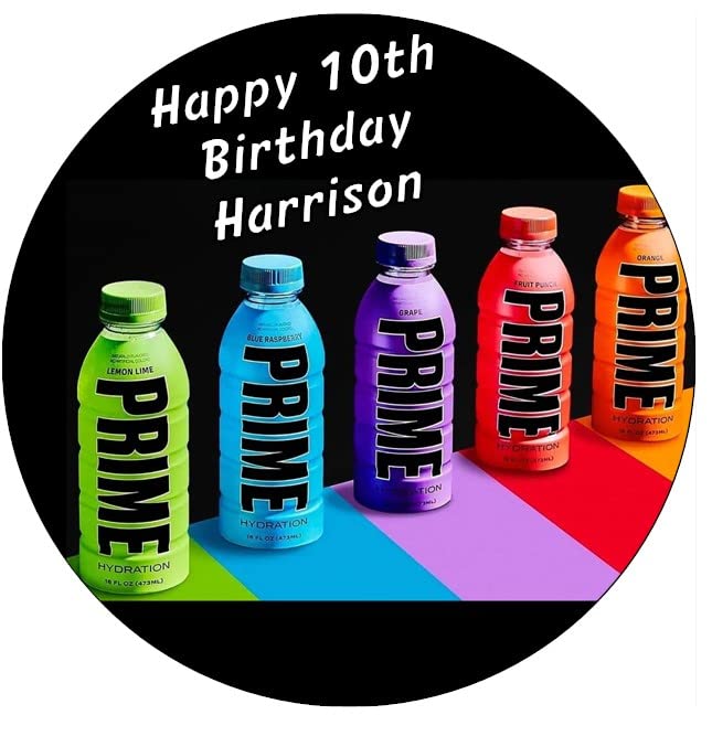 Buy Prime Hydration Drink Edible Personalised Cake Topper 7.5" Edible ...
