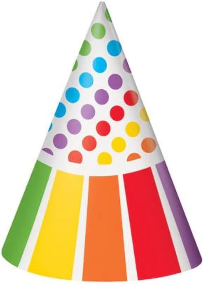 Amazon.com: Rainbow Birthday Paper Party Hats - 8 Count, Fun & Vibrant ...