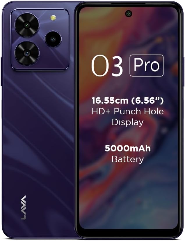 Lava O3 Pro (Glossy Black, 4 GB RAM, 128 GB Storage)| Bigger 6.56" HD+ ...