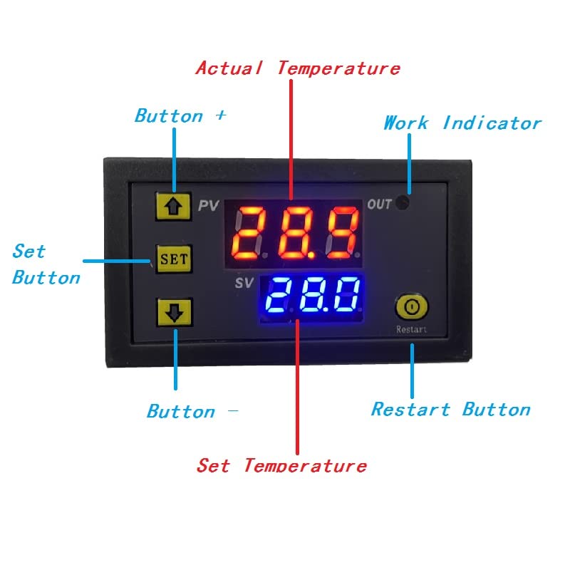 Digital Temperature Controller Temp Alarm Thermostat DC 12V 20A LCD for ...